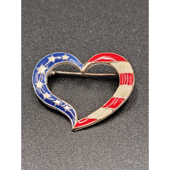 Avon | Jewelry | Avon American Heart Flag Pin Vtg Fashion Red Blue ...